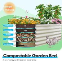 China Galvanized Raised Garden Bed Outdoor 7.9*2*2.6 Ft Bottomless Garden Boxes Ivory White Metal Raised Beds For Gardening for sale