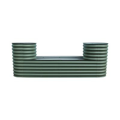 China Galvanized Raised Garden Bed 7.9*2*2.6 Ft Irregular Metal Planter Box For Planting Outdoor Plants Vegetables light green for sale