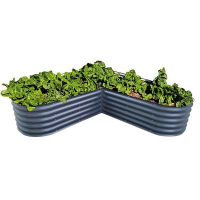 China Raised Garden Bed 7*7*1.4 Ft Dark Grey Metal Modular Raised Garden Planter Box For Outdoor Flowers Herbs Vegetable for sale