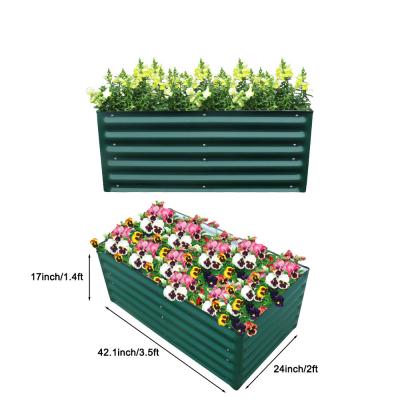 China Weather Proof Metal Raised Bed Planters 3.5*2*1.4 Ft Dark Green for sale