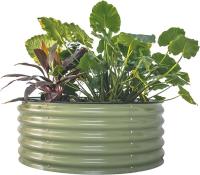 China Galvanized Planter Garden Boxes Outdoor Galvanized Steel Round Raised Garden Planter 3.5x0.92 Ft for sale