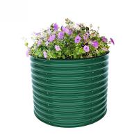 China Rustproof 3.5*2.6Ft Round Tall Metal Raised Garden Bed Dark Green for sale