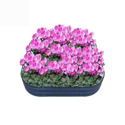 China Oval Galvanized Raised Garden Bed Box 3.4*3.4*0.66 ft Metal Outdoor Flower Bed Steel Patio Ground Planter For Planting for sale