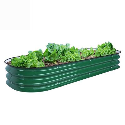 China Oval Raised Garden Bed Galvanized Planter Raised Beds 4.9*2*0.66 ft Metal Raised Garden Beds Outdoor For Vegetables for sale