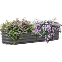 China Oval Dark Grey Galvanized Raised Garden Beds Kit Outdoor For Vegetable for sale