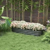 China Oval Dark Grey Galvanized Raised Garden Beds Kit Outdoor For Vegetable for sale