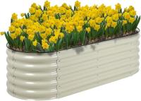 China Raised Garden Bed 4.9*2*1.4 Ft Ivory white Galvanized Planter Box For Outdoor Gardening And Planting Vegetables for sale