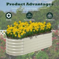China Raised Garden Bed 4.9*2*1.4 Ft Ivory white Galvanized Planter Box For Outdoor Gardening And Planting Vegetables for sale