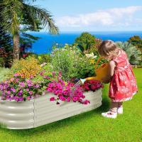 China Raised Garden Bed 4.9*2*1.4 Ft Ivory white Galvanized Planter Box For Outdoor Gardening And Planting Vegetables for sale