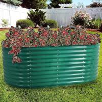 China 4.9*2*2.66 Ft Galvanized Raised Garden Bed Kit Oval Steel Raised Garden Planters For Outdoor Vegetable Flower Herb for sale