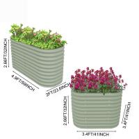 China Galvanized Raised Garden Bed Kit 4.9*2*2.66 ft light green Oval Raised Garden Planters For Outdoor Vegetable Flower for sale