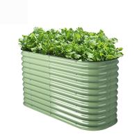 China Galvanized Raised Garden Bed Kit 4.9*2*2.66 ft light green Oval Raised Garden Planters For Outdoor Vegetable Flower for sale