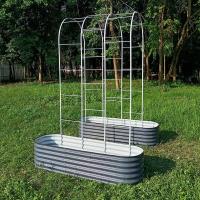 China 6ft Tall Pea Tunnel Metal Garden Arch Trellis Cucumber Raised Bed Trellis Rustproof for sale