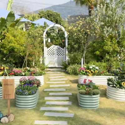 China 1 Level Oval Galvanized Raised Garden Bed Kit Assembly Designed for Small Spaces for sale