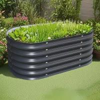 China 4 Feet X 2 Feet Oval Raised Garden Bed Kit 1 Level Double Layer Galvanized Finish for sale