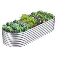 China 4 Feet X 2 Feet Oval Galvanized Raised Garden Bed Kit with Outside Mount and Weather Resistant for sale