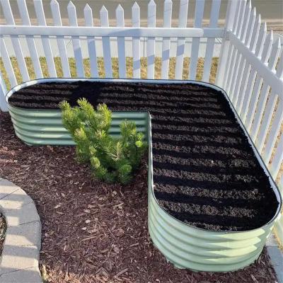 China 1 Level Oval Galvanized Raised Garden Bed Kit with Outside Mount Double-layer Galvanized Finish for sale