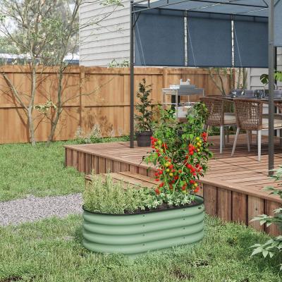 China Easy To Install Silver Oval Galvanized Raised Garden Bed Kit with Galvanized Steel for sale