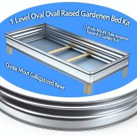 China 1 Level Oval Galvanized Raised Garden Bed Kit with Outside Mount Double-layer Galvanized Finish for sale