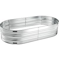 China 1 Level Oval Galvanized Raised Garden Bed Kit Easy Assembly Drainage Holes and Long-lasting Design for sale