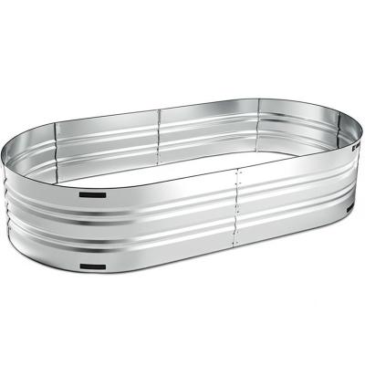 China 1 Level Oval Galvanized Raised Garden Bed Kit Easy Assembly Drainage Holes and Long-lasting Design for sale