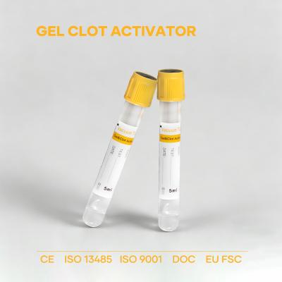 China PET Plastic Or Glass Yellow Cap Blood Tube Gel Clot Activator For Biochemistry for sale