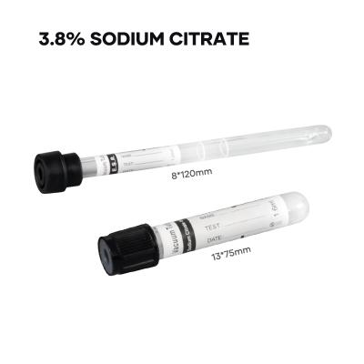 China Black Cap 3.8% Sodium Citrate Blood Collection Tube For ESR Detection Single Use for sale