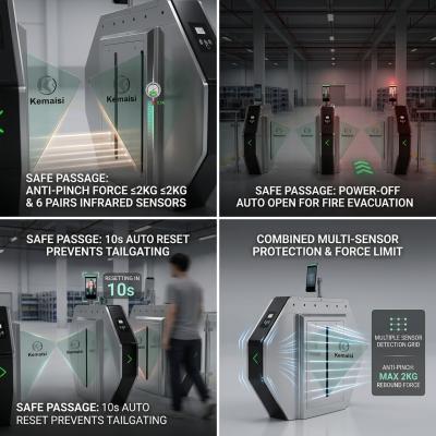 China Wing Barrier Turnstile Safe Passage Anti Pinch Design Office Building Access Control for sale
