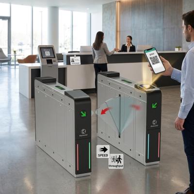 China Wing Barrier Turnstile Visitor Management System ID Scan Self Check In Host Approval 1500mm Lane for sale