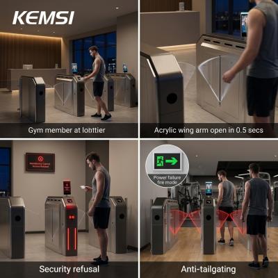 China Wing Barrier Turnstile Gate Gym Entrance 24 Hour Unstaffed Member Pass 0.5s Entry Control for sale