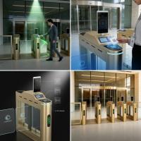 China Office Tower Entrance Passage Control Swing Gate Turnstile 1200mm Acrylic Arm Stainless Steel for sale