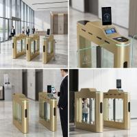 China Office Tower Entrance Passage Control Swing Gate Turnstile 1200mm Acrylic Arm Stainless Steel for sale