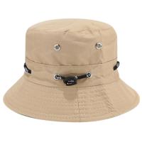 China Custom Solid Color Fisherman Bucket Hat XXL 58cm with Metal Eyelet Rope for sale