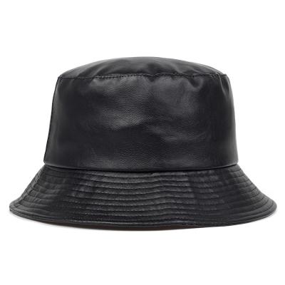 China Artificial Leather Fisherman Hat PU Solid Color Spring Buckle for sale