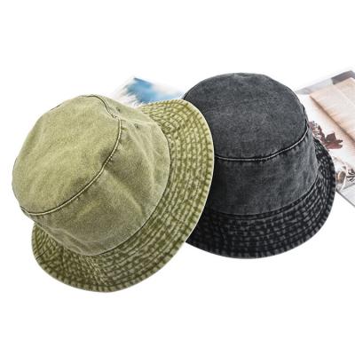 China 100% Washed Cotton Canvas Denim Bucket Hat 58cm for Outdoor Fishing Hiking Safari for sale