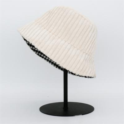 China Unisex Corduroy Reversible Bucket Hat 58cm Cotton Twill Canvas Sun Fishing Hat for sale