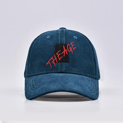 China Custom Corduroy Baseball Cap 58cm Unisex 6 Panel Outdoor Hat with Embroidery Logo for sale