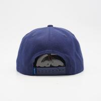 China Custom Embroidery Wool Acrylic Flat Brim Snapback Cap 58cm Adult Size Blue for sale