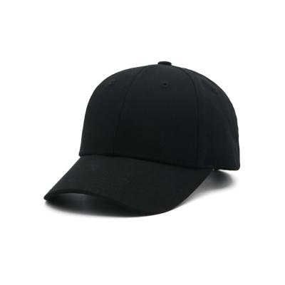 China Black Flat Embroidery Baseball Cap with Self Fabric Metal Buckle 100 Cotton Twill for sale
