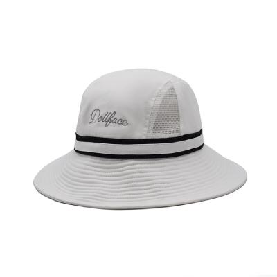 China 58cm Fisherman Bucket Hat Outdoor Big Brim Cotton Mesh Fabric Custom Logo for sale