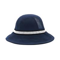 China Custom Logo Cotton Fabric Unisex Flat Brim Bucket Hat Blue Adult Size 58cm for sale