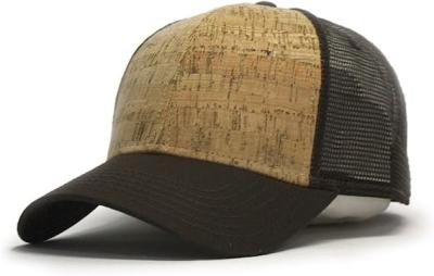 China Custom Logo Cork 5 Panel Trucker Cap Twill Mesh Adjustable Sport Cap 58cm for sale