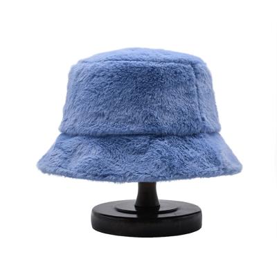 China Custom Plush Warm Bucket Hat for Women Winter Soft Fisherman Panama Cap 58cm for sale