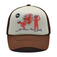 China Unisex 5 Panel Truker Cap Custom Logo Polyester Mesh Brown Color for sale