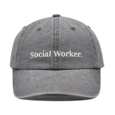 China Custom Embroidery Logo 6 Panel Vintage Washed Cotton Twill Baseball Hats 58cm for sale