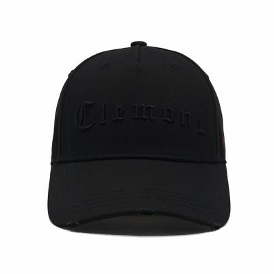 China Black 100% Cotton 5 Panel Baseball Cap Custom Embriodery Logo for sale