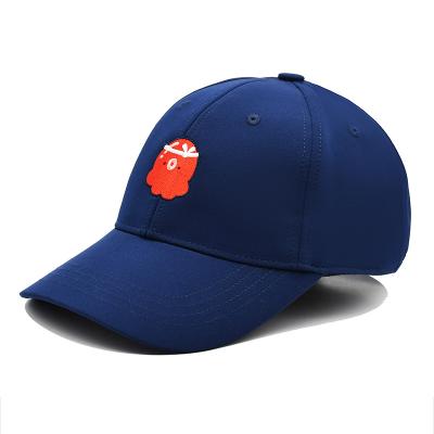 China Blue 54cm 6 Panel Cotton Baseball Caps Unisex Adjustable Custom Logo for sale