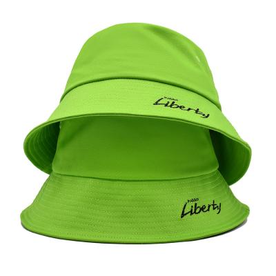 China Custom Logo 100% Cotton Bucket Hat 58cm Embroidered Fisherman Cap for Women for sale