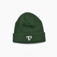 China OEM Unique Green Knit Beanie Hats With Embroidery Pattern for sale