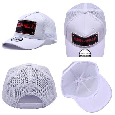 China Custom 6 Panel Trucker Cap Cotton Front Snapback 58cm Pre-curved Visor for sale